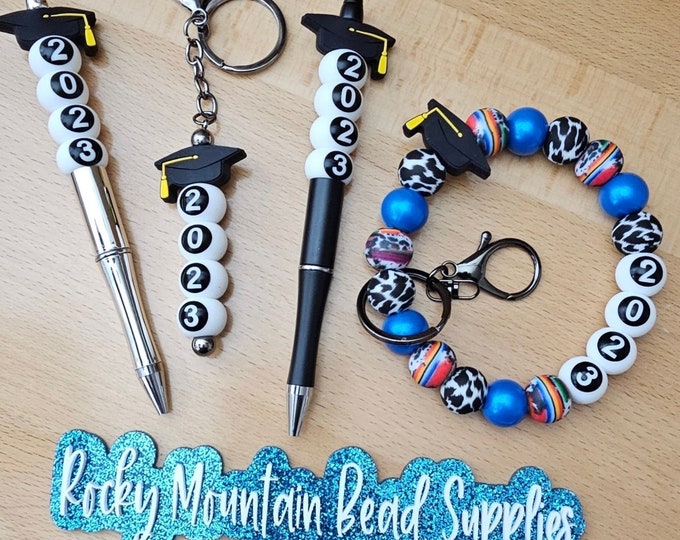 Graduation Silicone Beads Only 1 Cap Focal Bead and 4 Numbers 2023 15mm ...