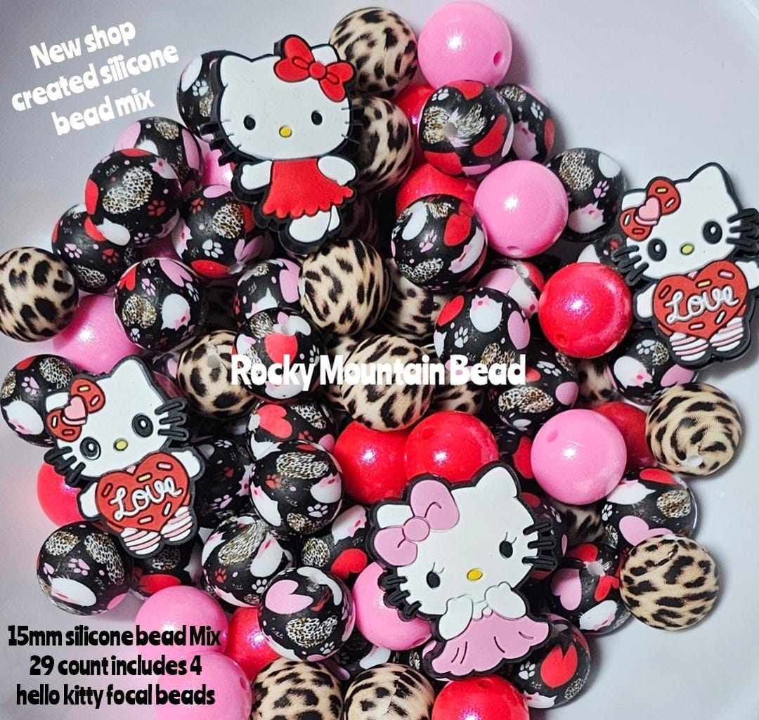 New Silicone Bead Hello Kitty Mix 29 Count - Etsy