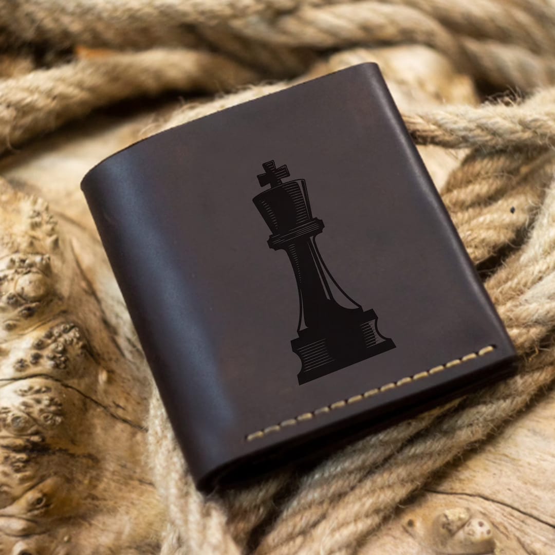 Personalized Chess Engraved Leather Wallet - Slim Bifold Wallet - Etsy