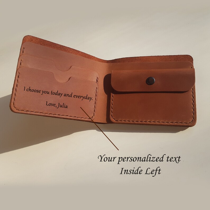 Personalized Leather Wallet: Slim Bifold Wallet, Engraved Gift for Men ...