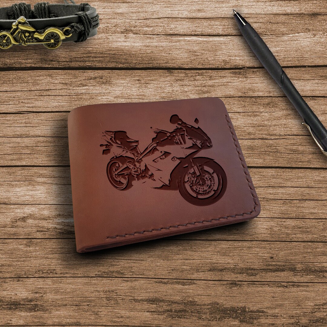 Personalized Wallet. Motorcycle Gifts for Man. Engraved Custom Leather ...