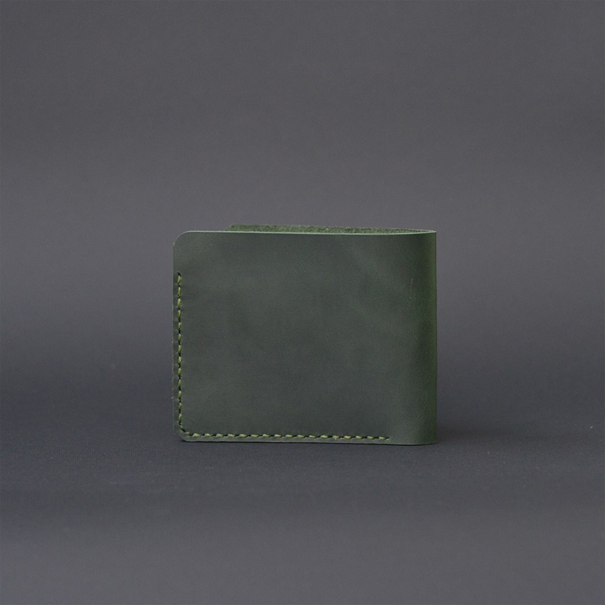 Green Leather Bifold Wallet: Handmade Full Grain Slim Wallet With Coin ...