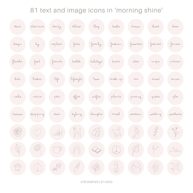 Line Art Instagram Highlight Covers in Neutral Pink Blush Colors, Text ...