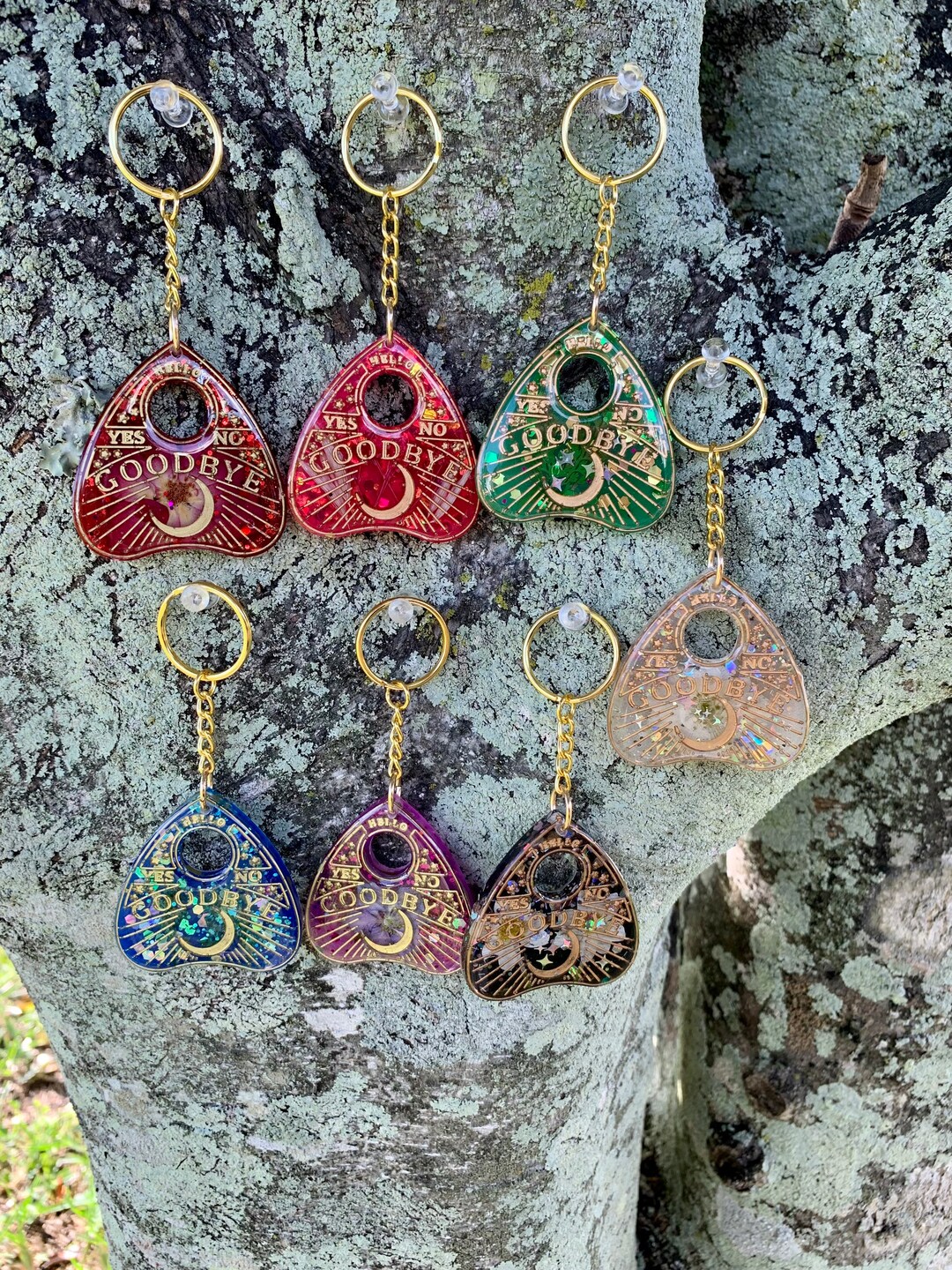 Ouija Phone Grip Planchette Real Dried Flowers Keychain - Etsy