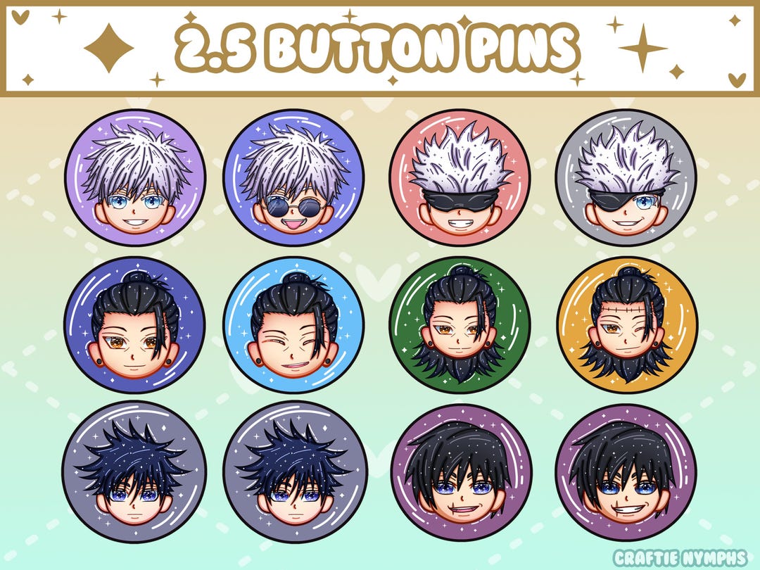 JJK | Sorcerer | Cursed Spirit | Button Pins | Anime | Japanese ...