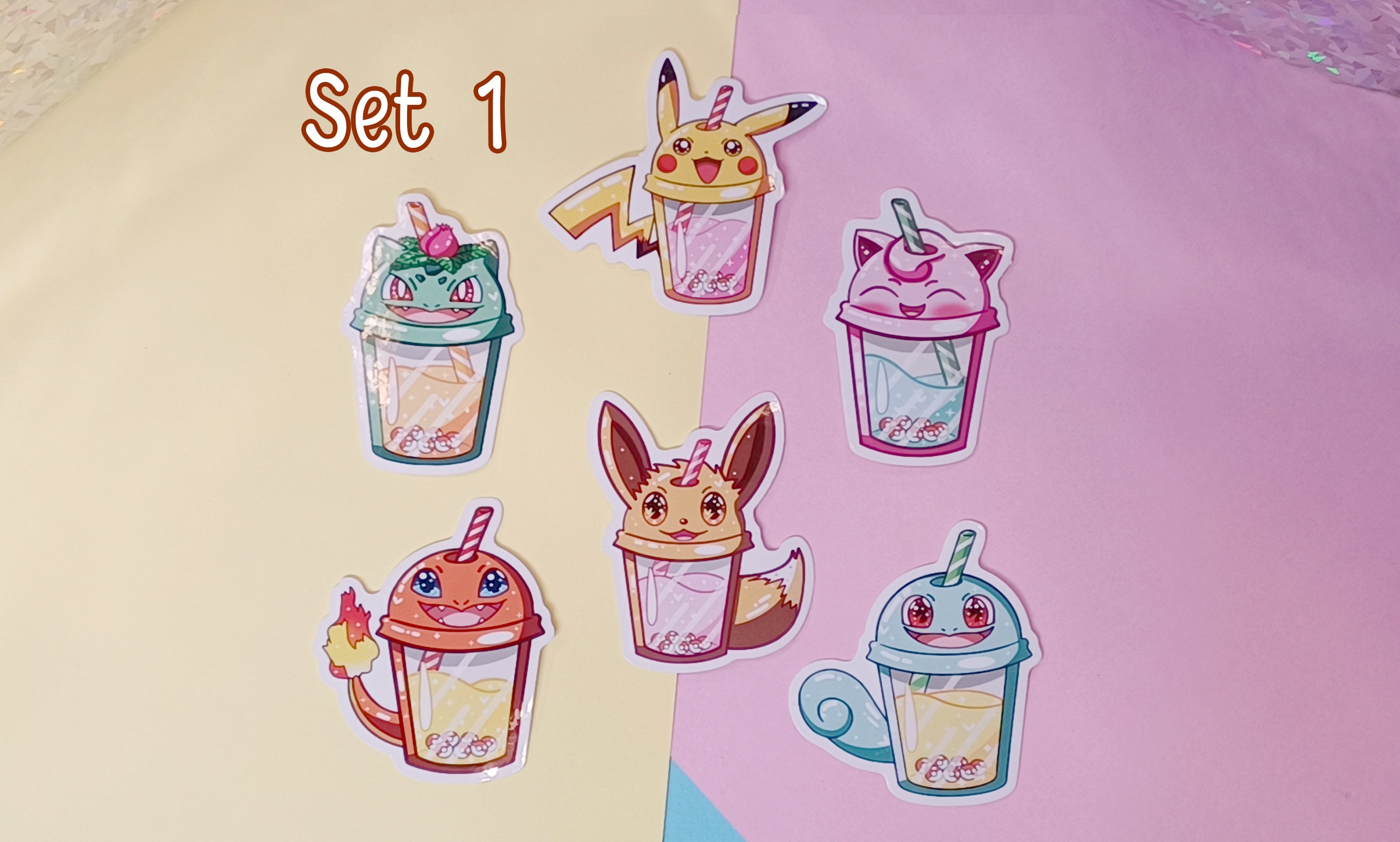 Pokemon Boba Cup Die Cut Glossy Sticker Collection Boba - Etsy