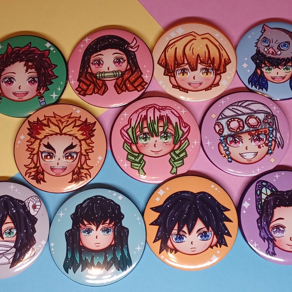 Demon Slayer Button Pin - Etsy