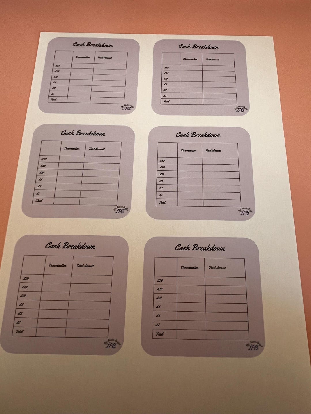 Cash Breakdown Printable Slips for Cash Management, Budgeting, Money ...
