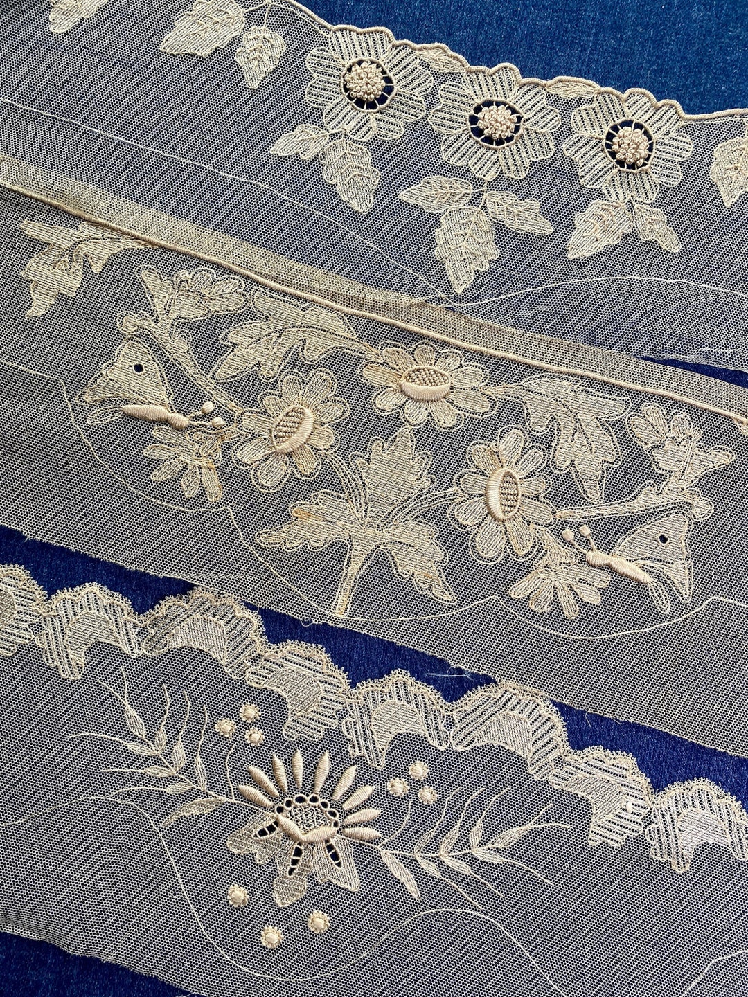 Hand Embroidered Lace Net Motifs Six Different Choices - Etsy