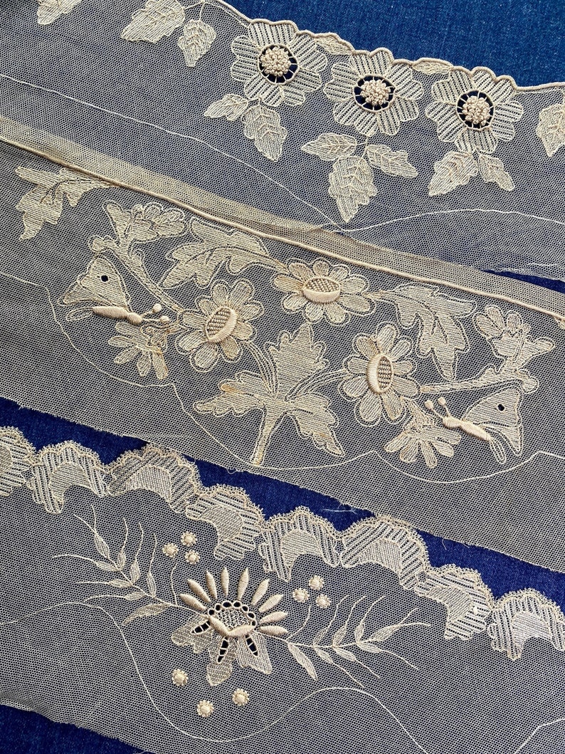 Hand Embroidered Lace Net Motifs Six Different Choices - Etsy