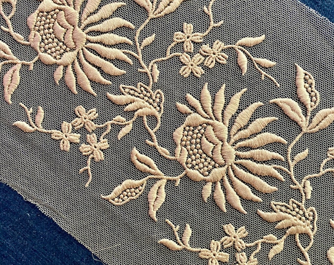 Antique Embroidered Net Lace by the Half Yard - Etsy
