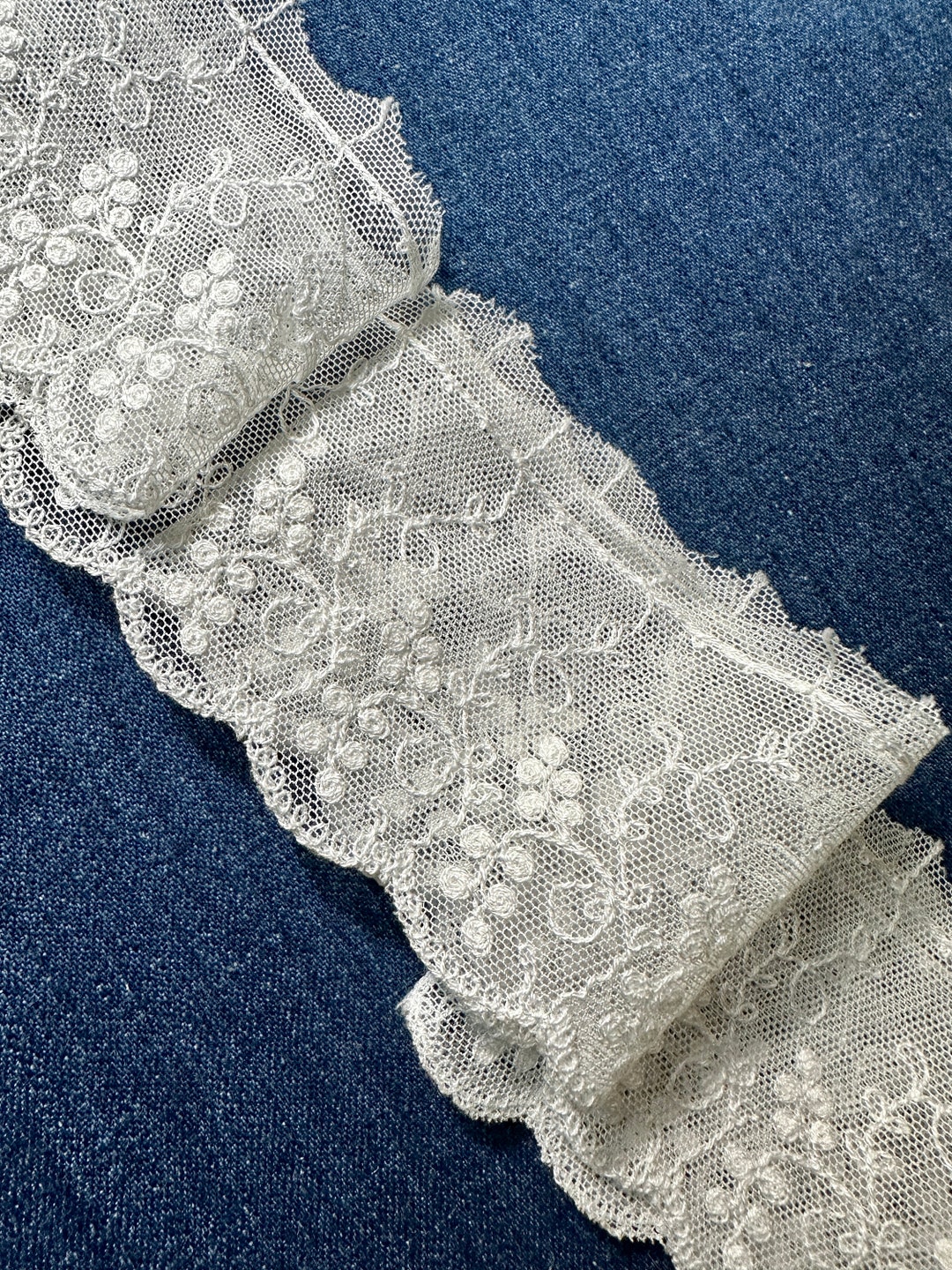 Vintage Embroidered Net Lace - Etsy