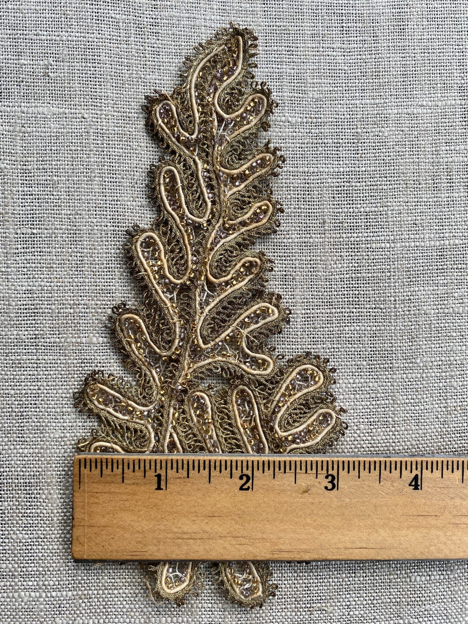 Pair of Antique Gold Metal Picot Appliques With Glass Beads - Etsy