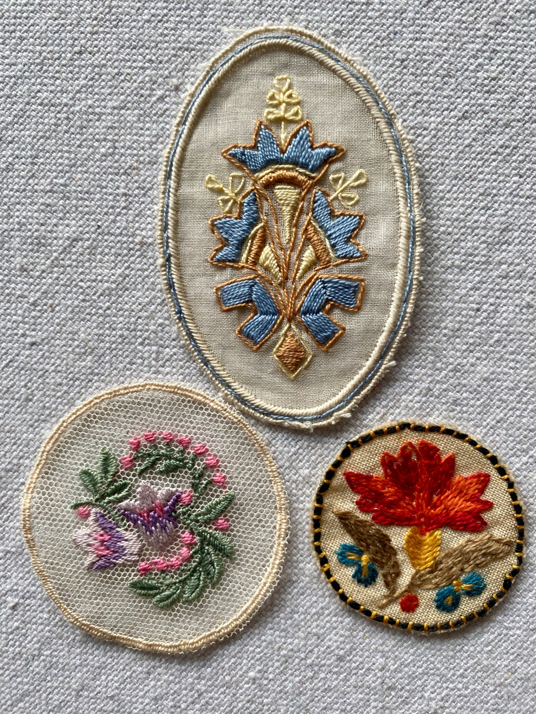 Petite Antique Hand Embroidered Appliques Three Choices - Etsy