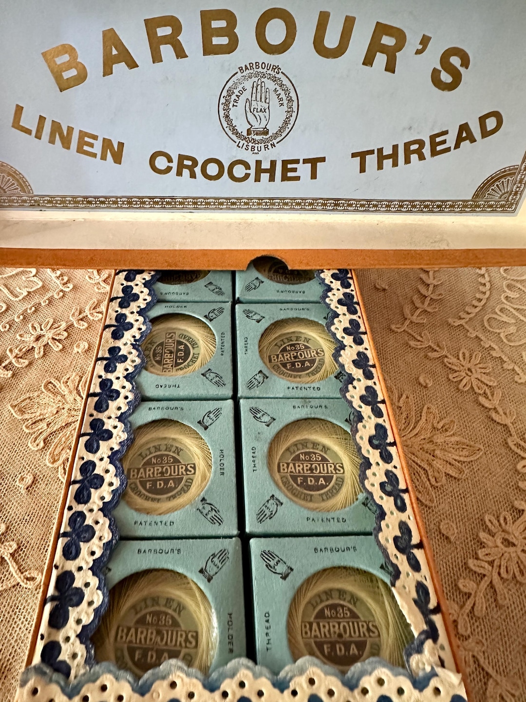 Antique Box Barbour's Linen Thread - Etsy