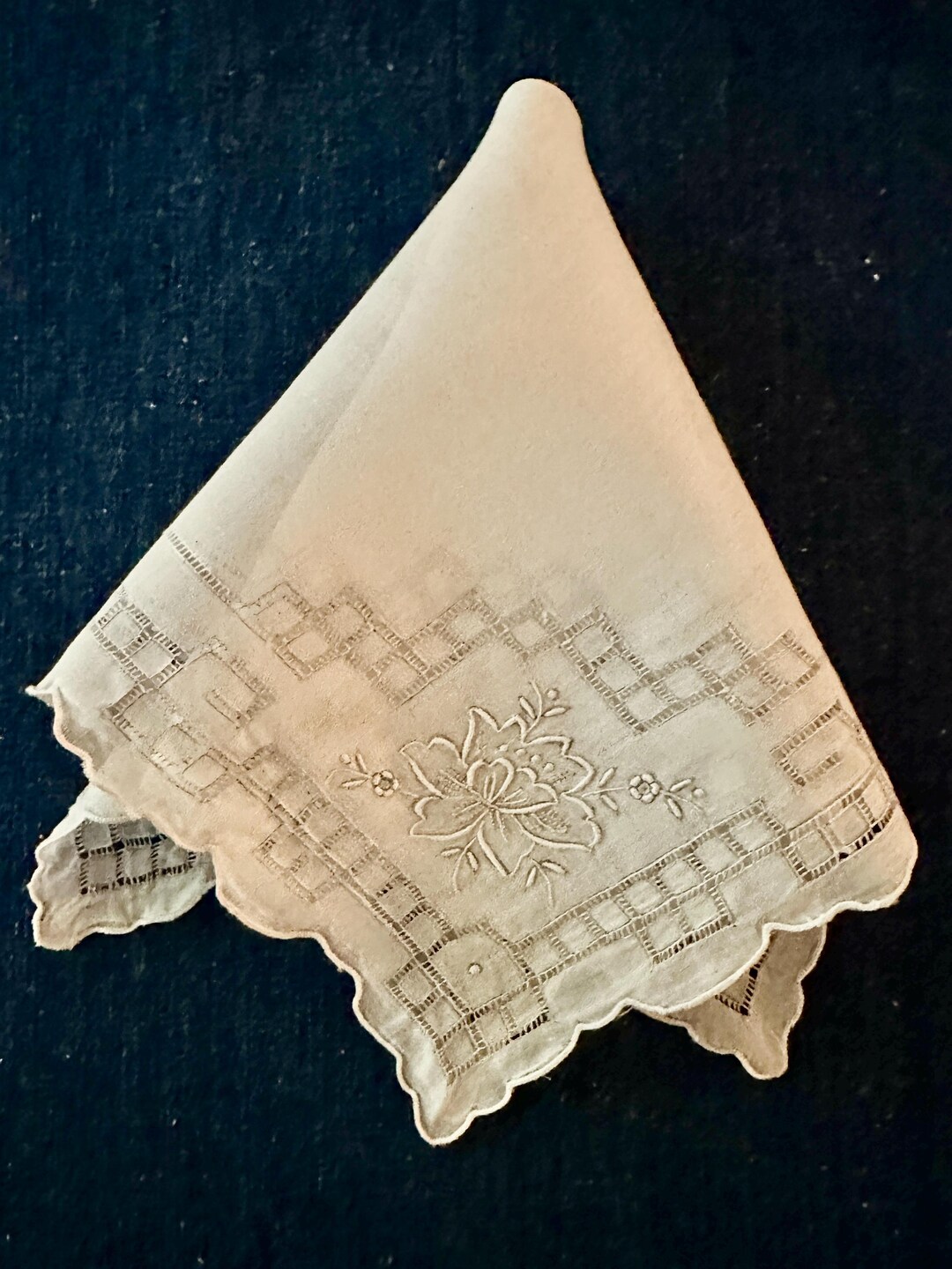 Antique Unused Madeira Embroidered Linen Hanky Drawn Thread Flowers - Etsy