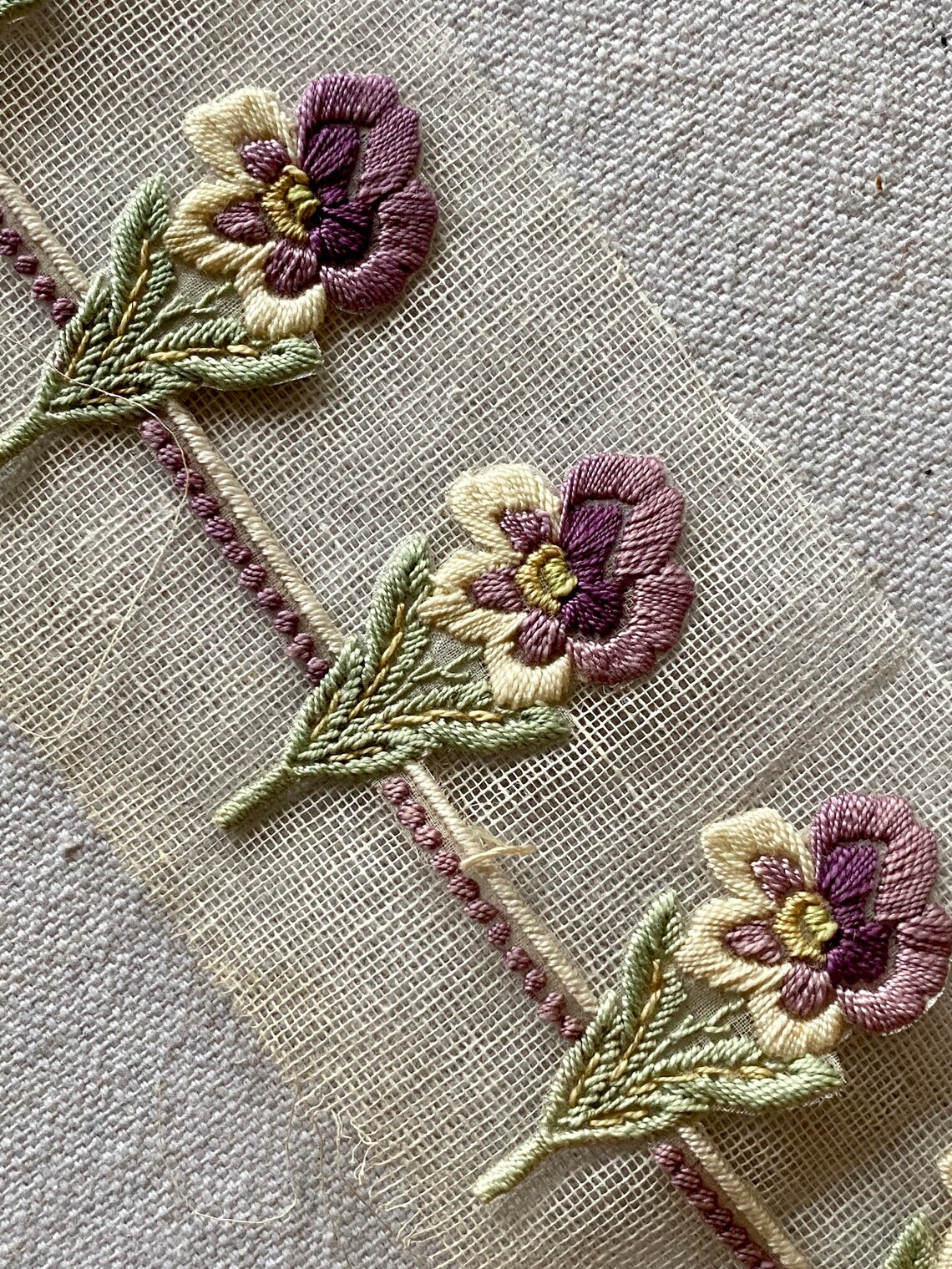 Petite Antique Hand Embroidered Pansy Appliques - Etsy