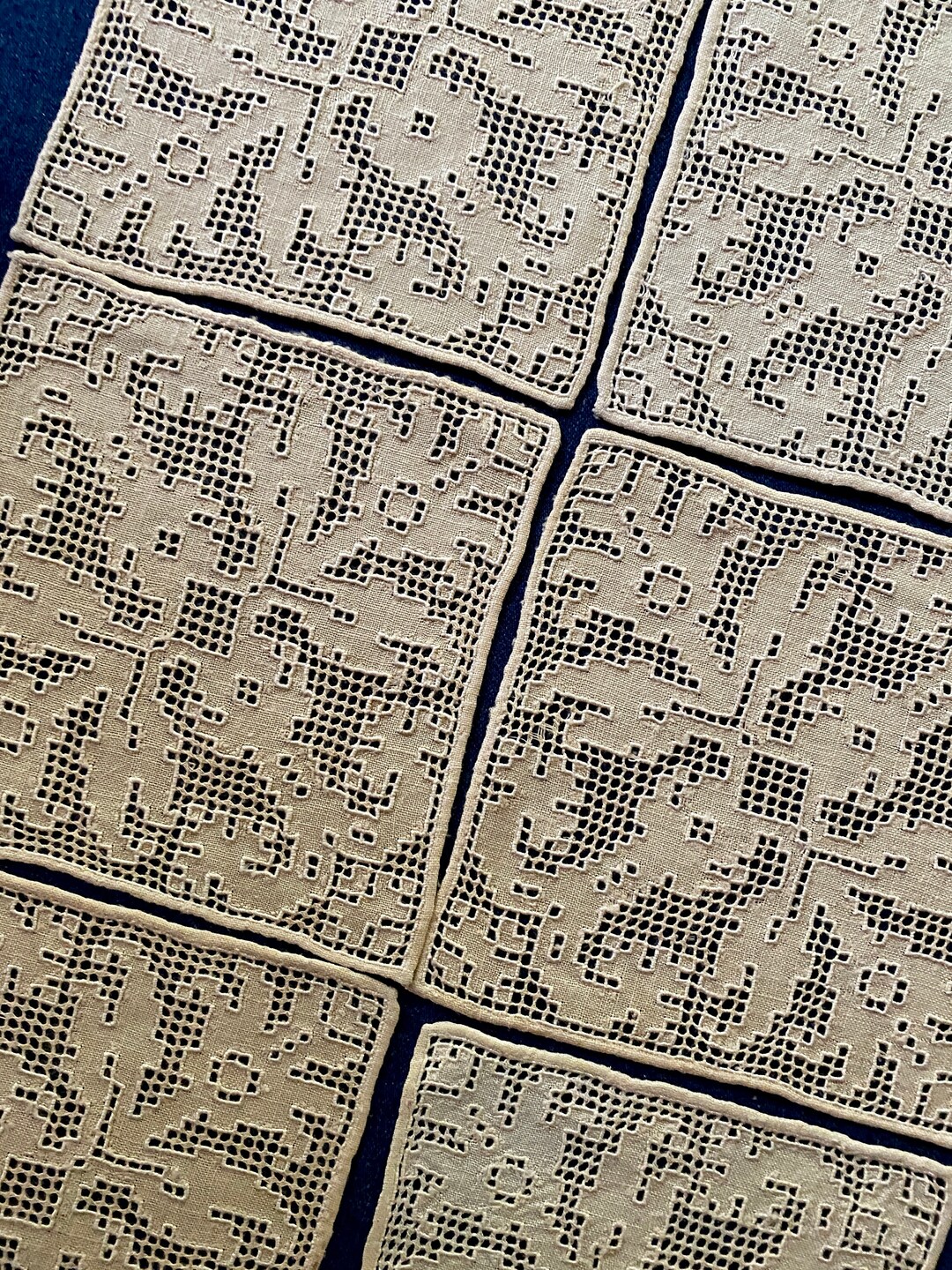 Antique Hand Embroidered Linen Mats - Etsy