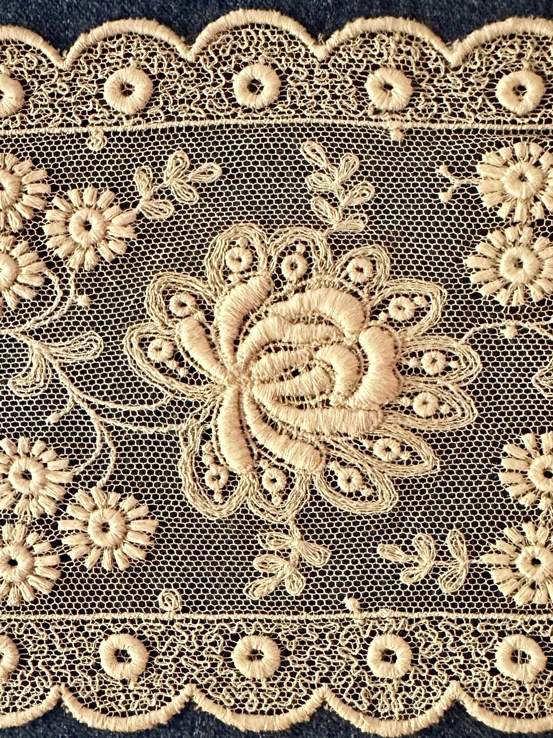 Antique Embroidered Net Lace - Etsy