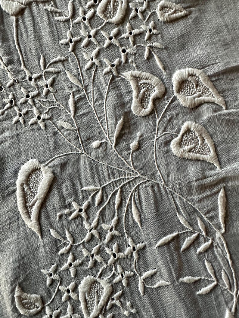 Antique 19th Century French Hand Embroidered Muslin by the Meter - Etsy