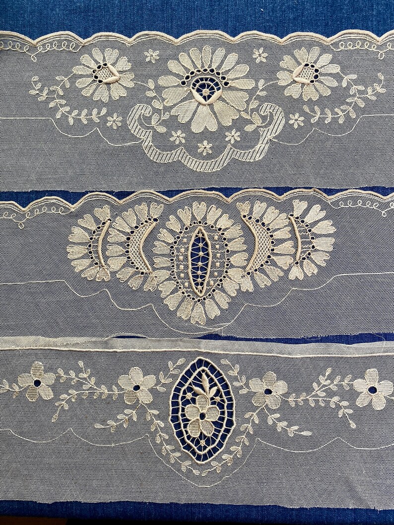 Hand Embroidered Lace Net Motifs Six Different Choices - Etsy