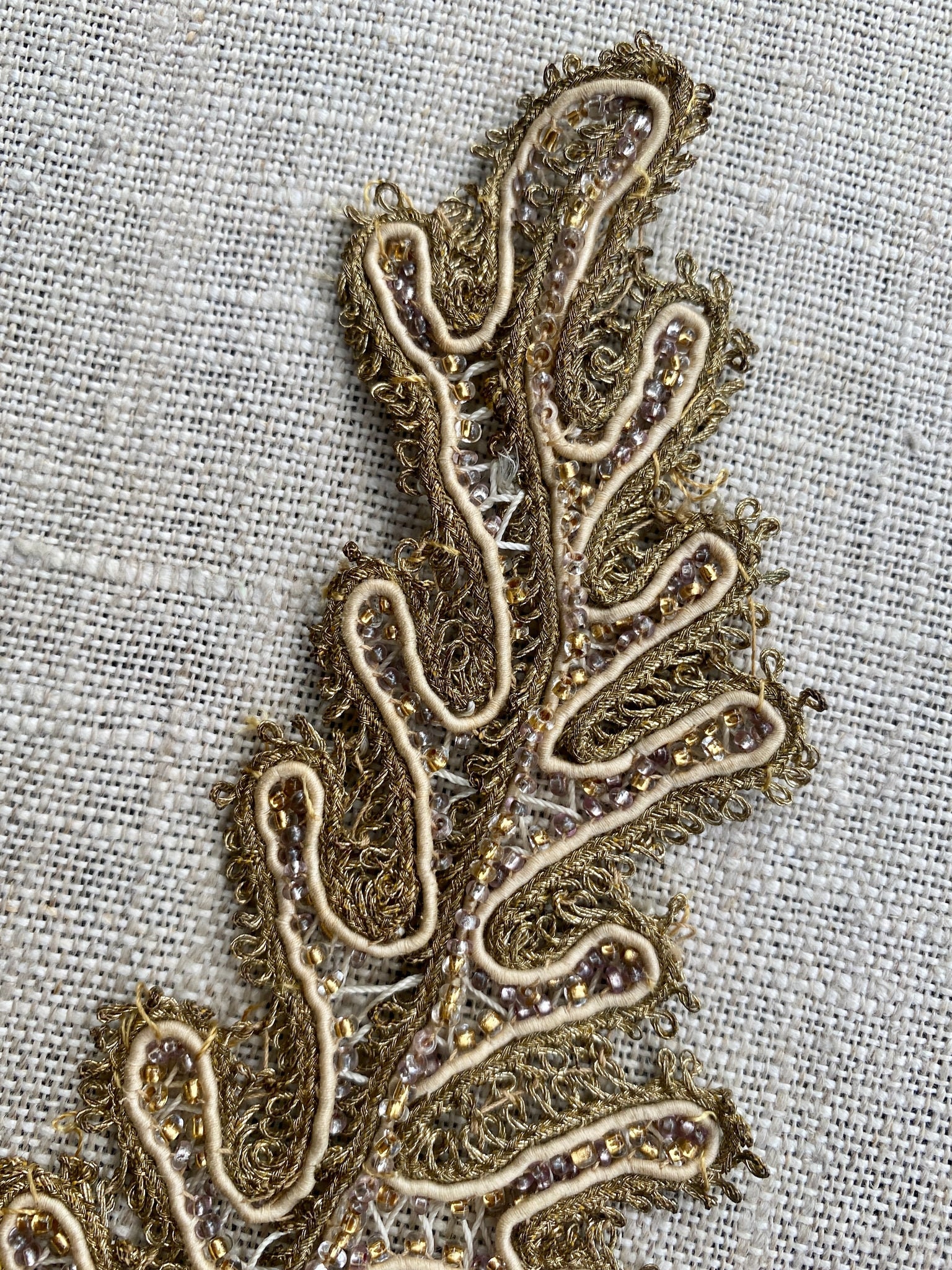 Pair of Antique Gold Metal Picot Appliques With Glass Beads - Etsy