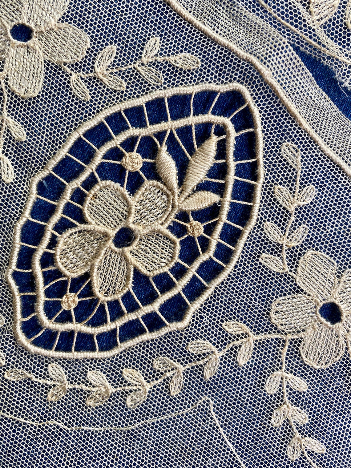 Hand Embroidered Lace Net Motifs Six Different Choices - Etsy