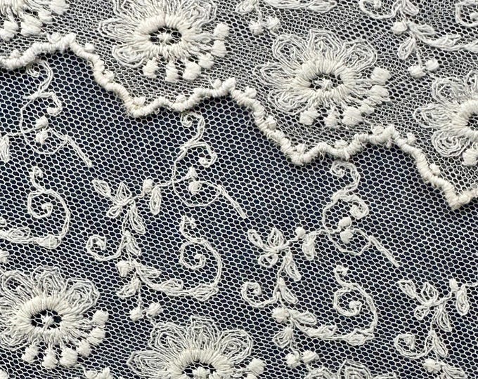 Antique Embroidered Net Lace - Etsy