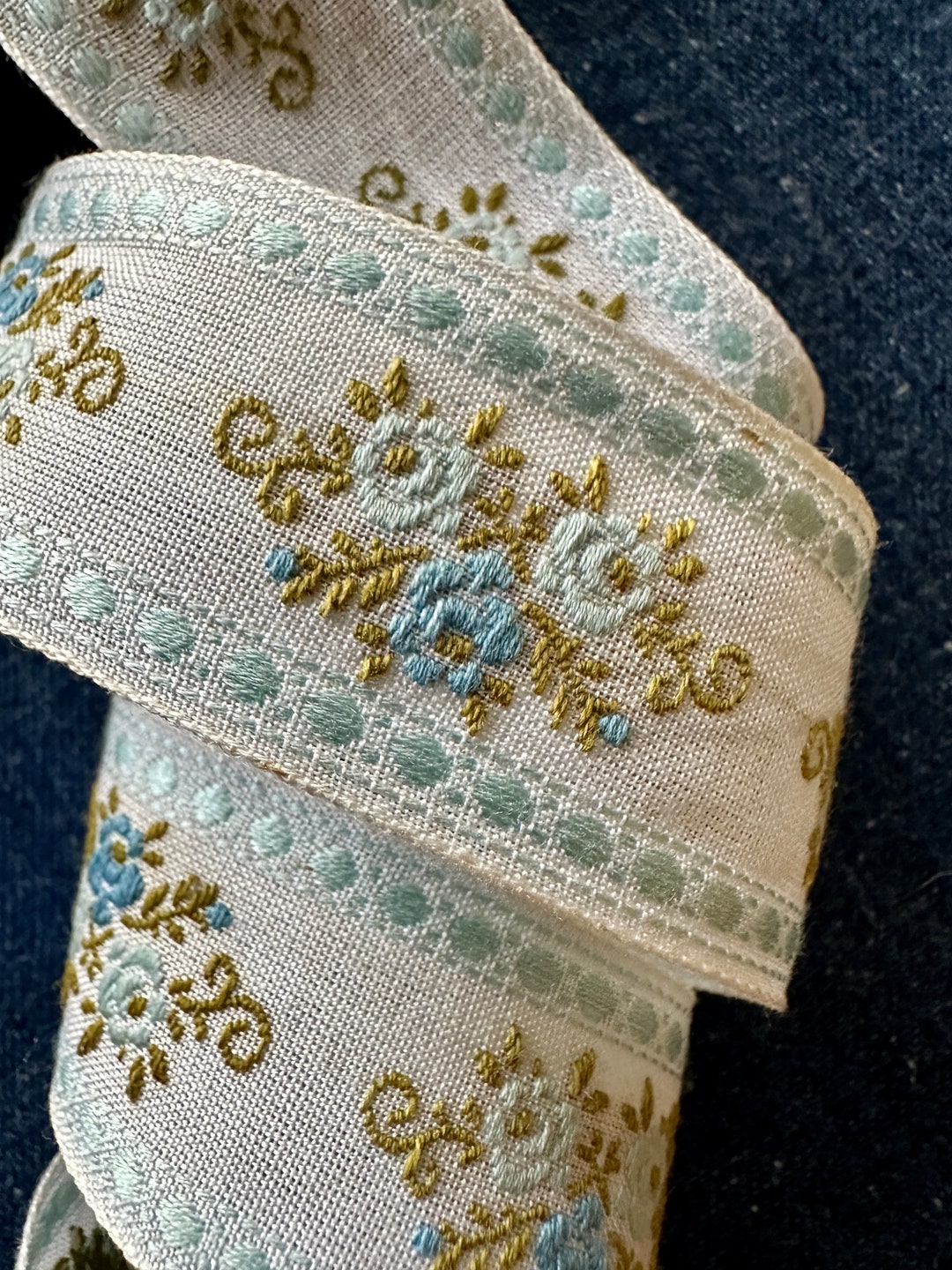 Vintage Mid Century Ribbon Blue Roses - Etsy