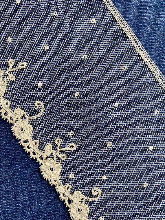 Antique 19th Century Hand Made Applique Lace - Gem