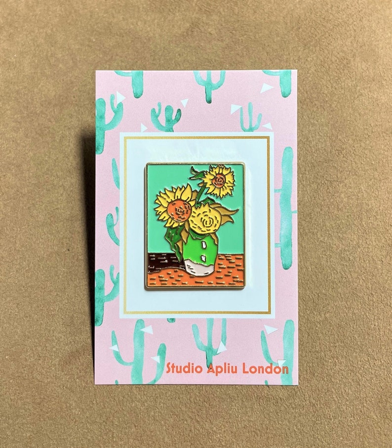 Premium Vincent Van Gogh Sunflower Enamel Pin Badge Patch - Etsy