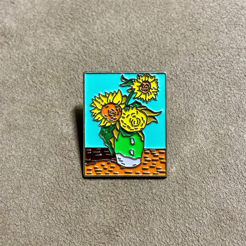 Premium Vincent Van Gogh Sunflower Enamel Pin Badge Patch - Etsy