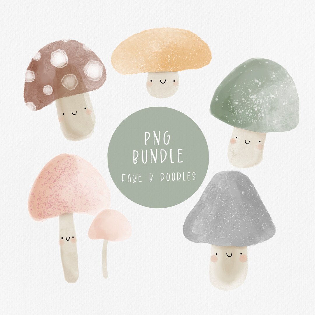 Watercolor Mushroom Clipart: Woodland PNG Bundle (10x10 Inch) - Etsy