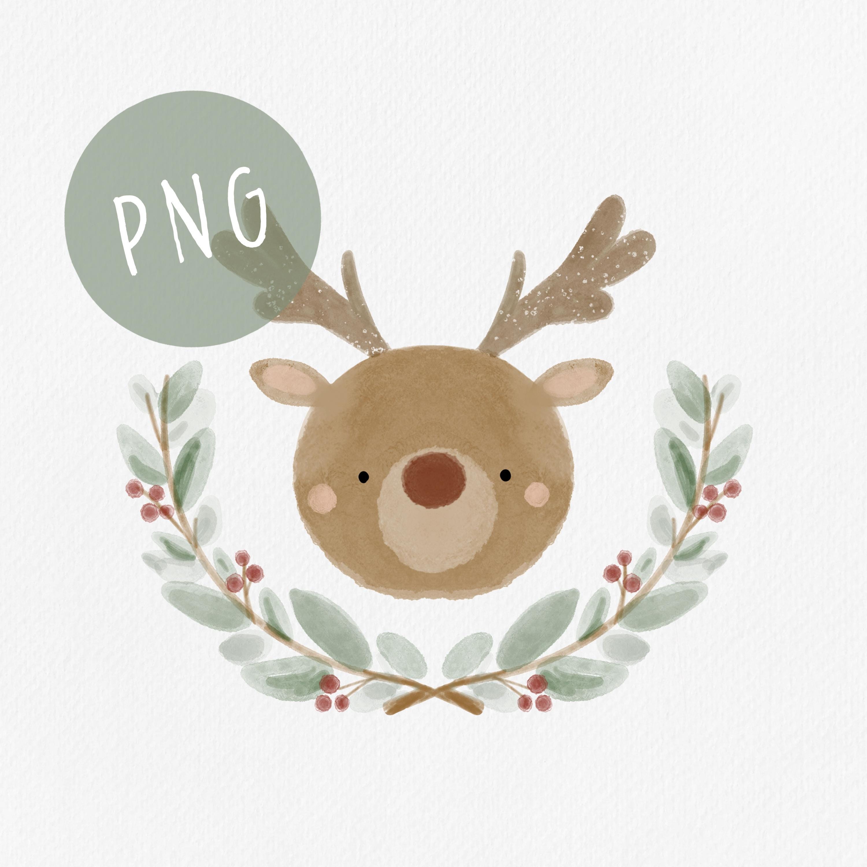Rudolph Reindeer Clipart: Christmas PNG for Transfers - Etsy