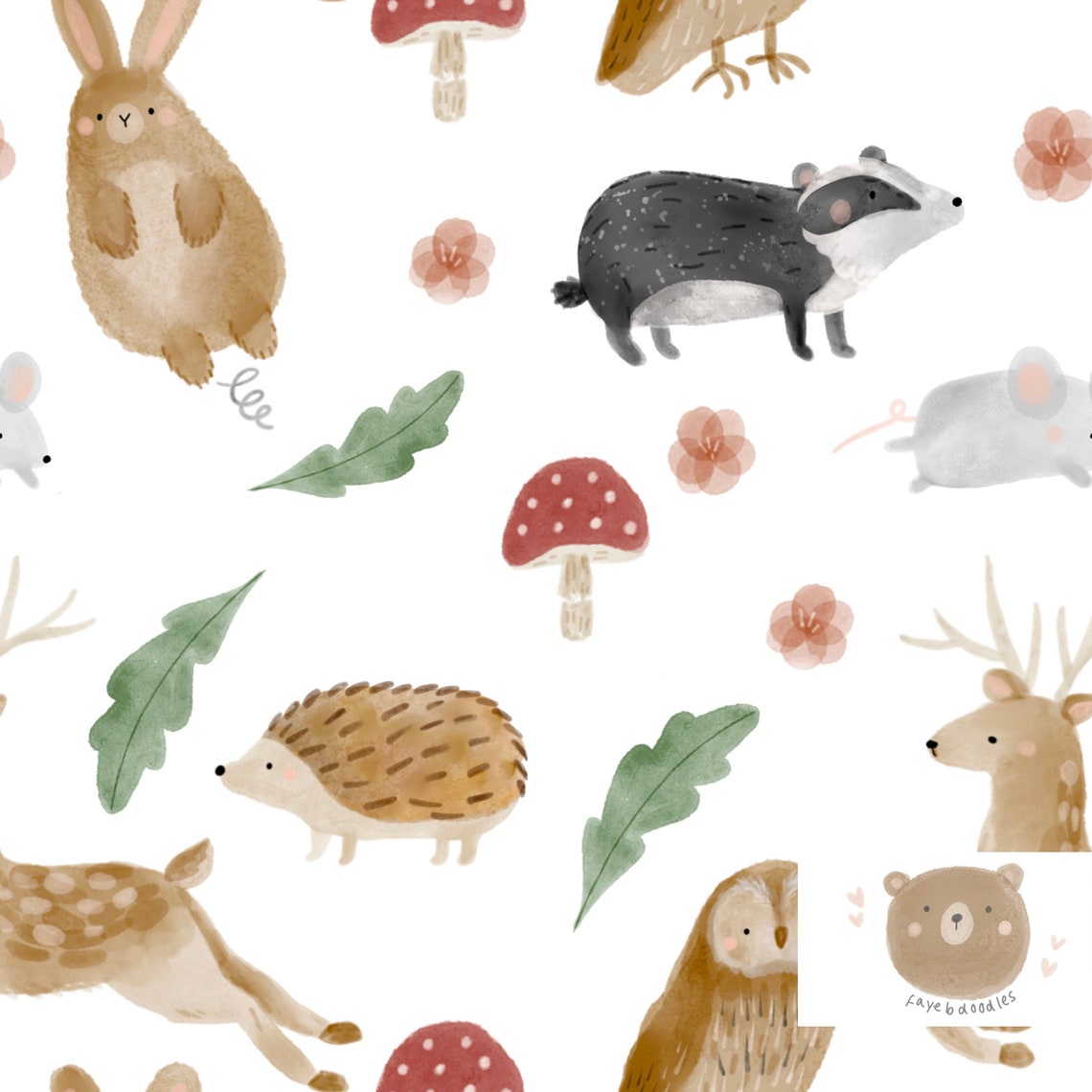 Woodland Animals Seamless Pattern, Woodland Repeat Tile, Sublimation ...