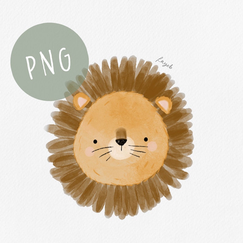Cute Lion Head Clipart, Safari PNG, Wild Animal Clipart, PNG Kids ...