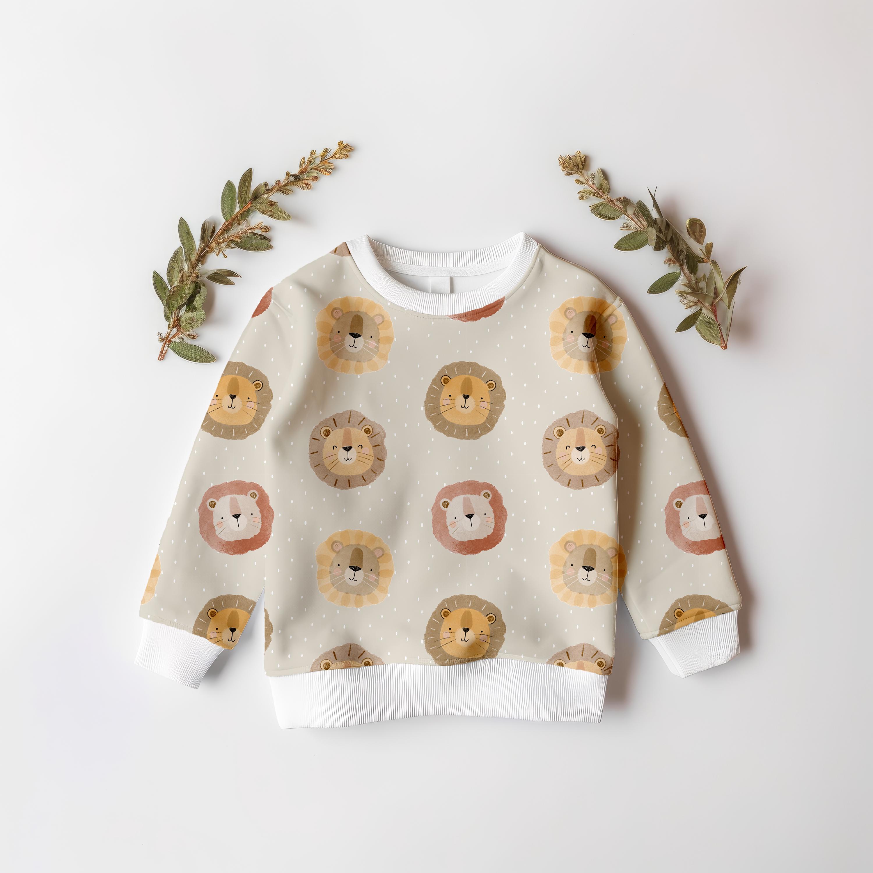 Lions Seamless Fabric Design, Cute Lion Pattern, Watercolor Surface ...