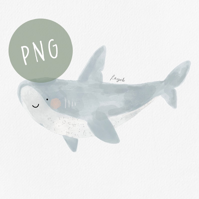 Watercolor Shark PNG, PNG for Sublimation, Nautical Clipart, Sea ...