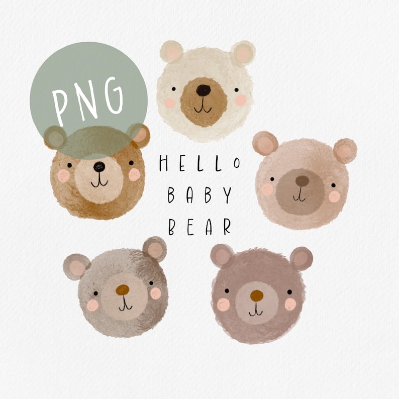 Hello Baby Bear PNG, Png Sublimation, Heat Transfer Design, Cute Bear ...