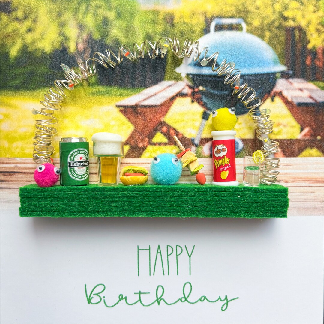 BBQ Birthday Theme Light up Birthday Card. Summer Birthday Barbecue ...