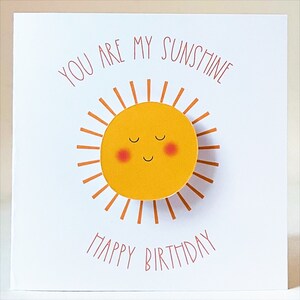 You Are My Sunshine Birthday Card, Light up Sunshine Card - Etsy