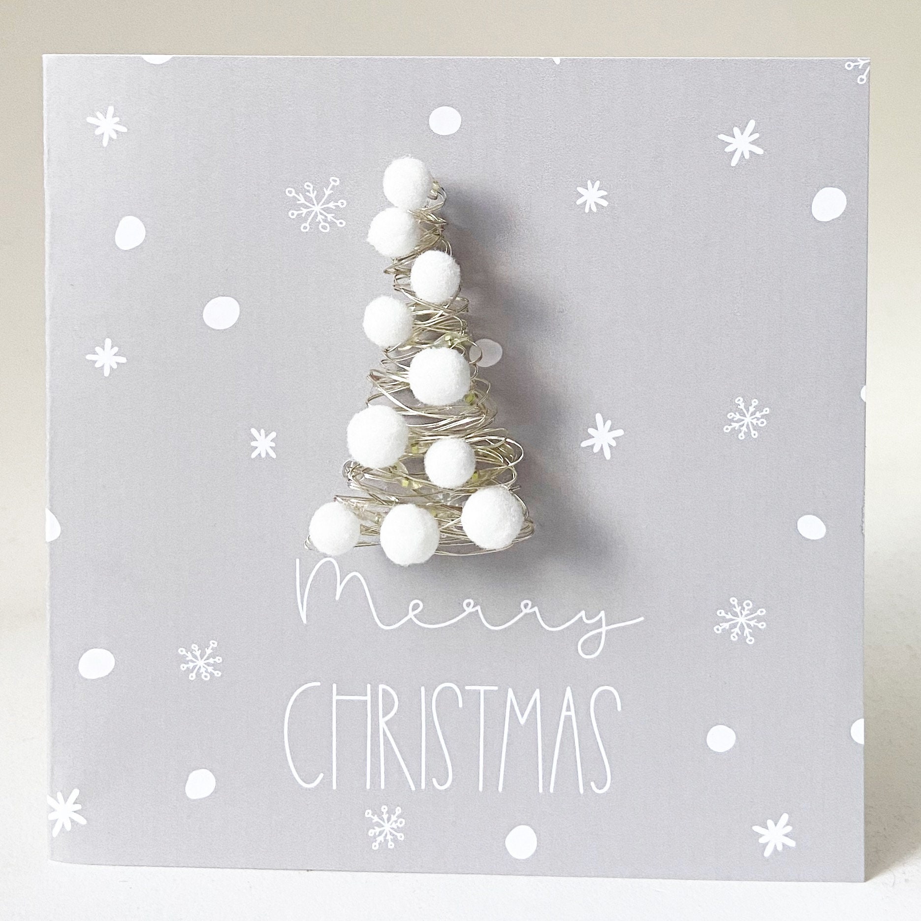 Light up Christmas Tree Card Cool White Led Lights and - Etsy UK