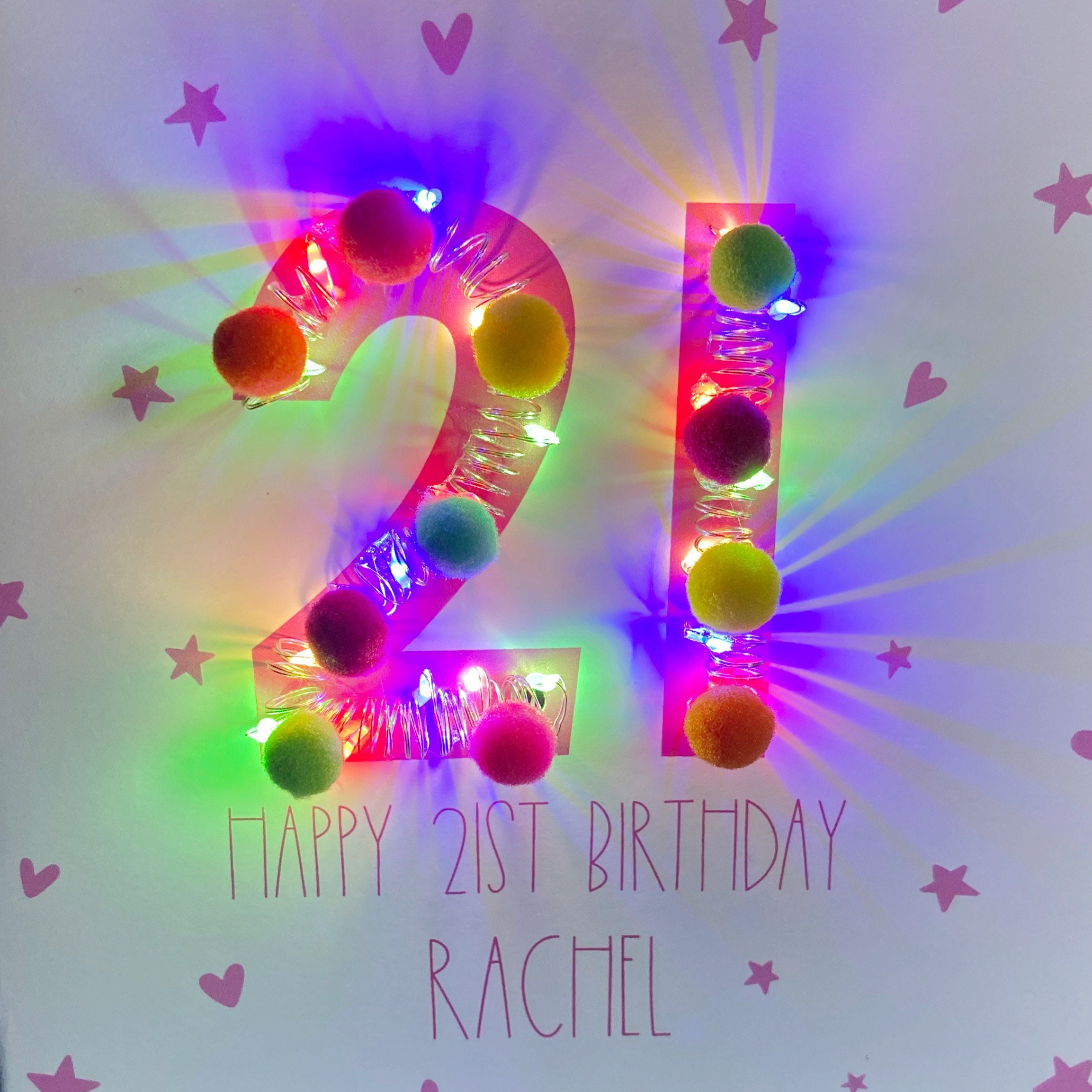 Light up Birthday Card Light up Number Milestone Birthday - Etsy UK