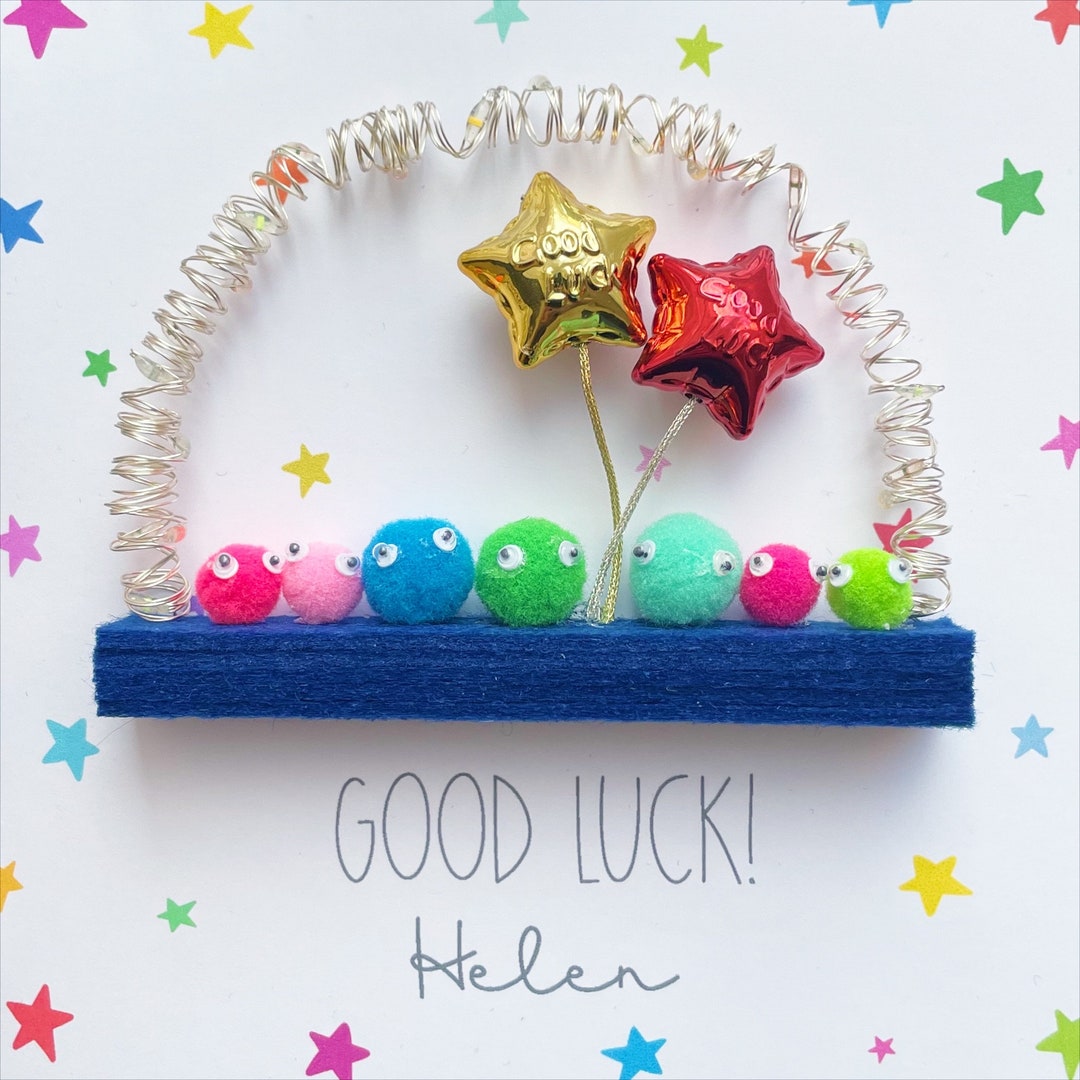 Good Luck Light up Card, Good Luck Balloons Personalised Boxed Card ...