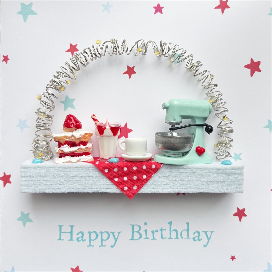 Bake off Birthday Card, Afternoon Tea and Cake Light up 3D Birthday ...