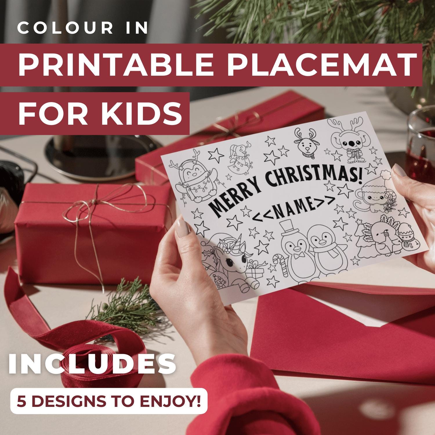 Christmas Coloring Placemats Printable | Instant Download | Christmas ...
