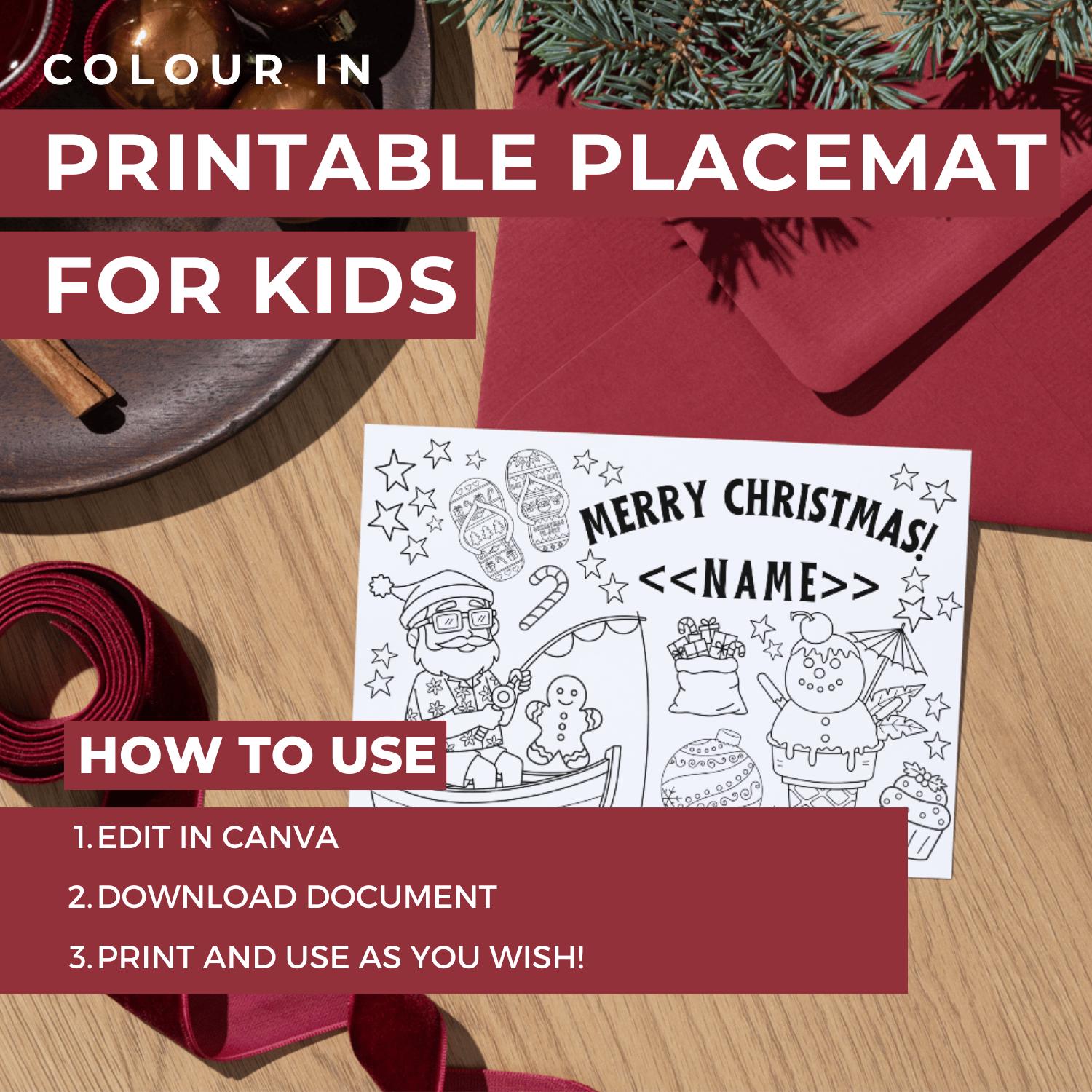 Christmas Coloring Placemats Printable | Instant Download | Christmas ...