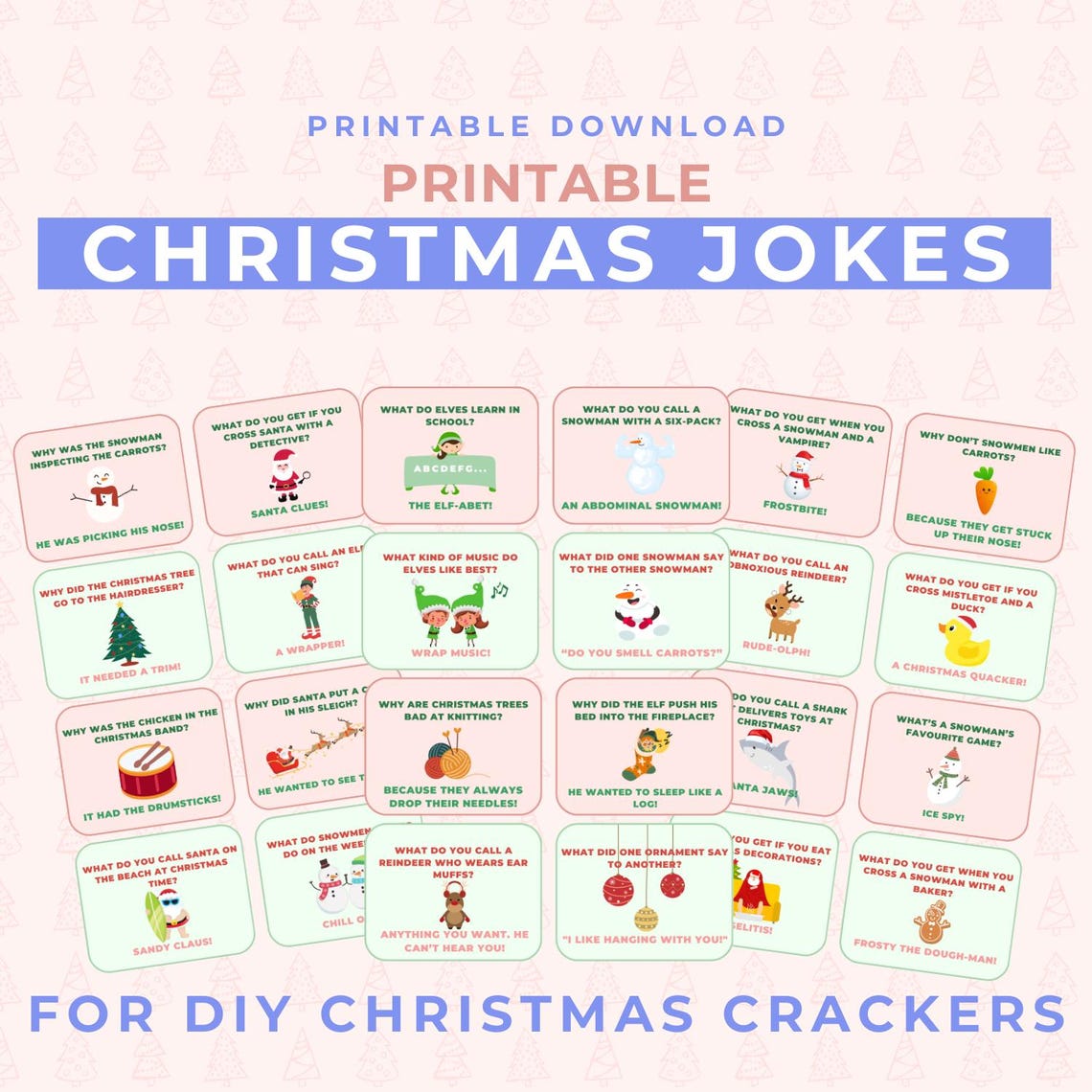 Printable Christmas Cracker Jokes, Printable Christmas Jokes, Christmas ...