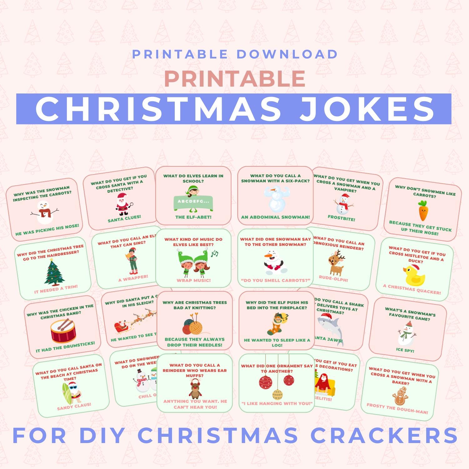 Printable Christmas Cracker Jokes, Printable Christmas Jokes, Christmas ...