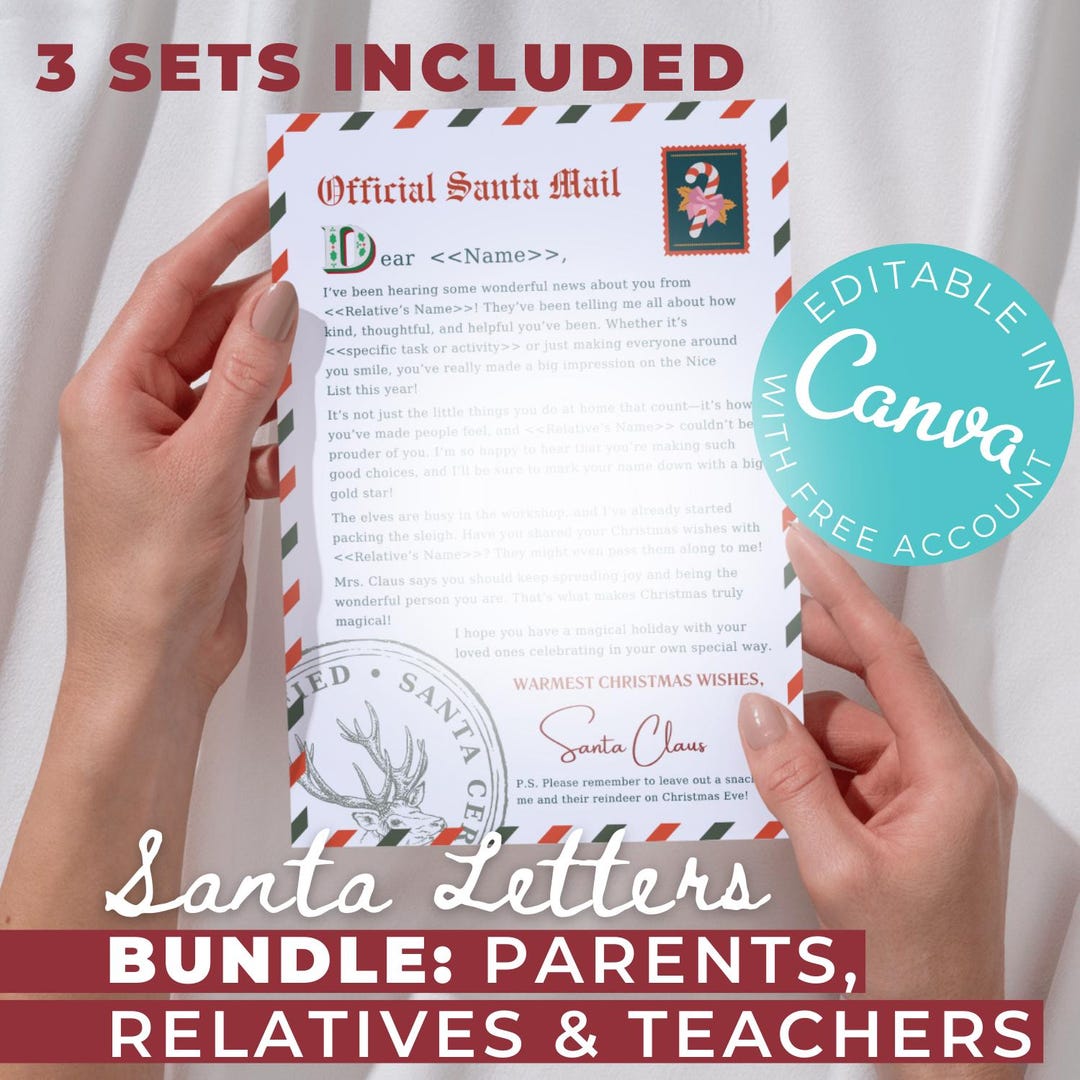 Letter From Santa, Bundle, Parents, Teachers, Relatives, Personalisable ...